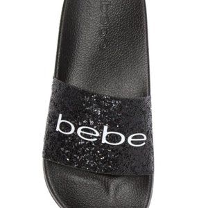 bebe | Shoes | Bebe New Glitter Black Slide Sandals 7 | Poshmark